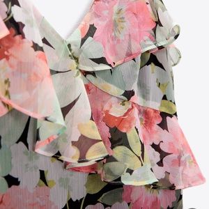 Zara | Dresses | Zara Ruffled Print Dress | Poshmark